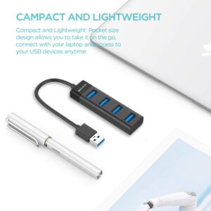 4-Port USB 3.0 Hub, KEYMOX Compact Size Data USB Hub for MacBook, Mac Pro, Mac Mini, iMac, Surface Pro, XPS, PC, Flash Drive, Mobile HDD (Charging Not Supported)