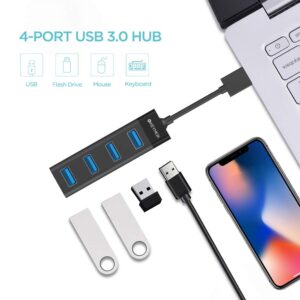 4-Port USB 3.0 Hub, KEYMOX Compact Size Data USB Hub for MacBook, Mac Pro, Mac Mini, iMac, Surface Pro, XPS, PC, Flash Drive, Mobile HDD (Charging Not Supported)