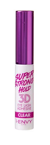 i-Envy by KISS Super Strong Hold 3D Strip Lash Glue, Waterproof Brush-On False Eyelash Adhesive, Latex-Free, Long-Lasting & Easy Application, Ideal for Sensitive Eyes (Clear)