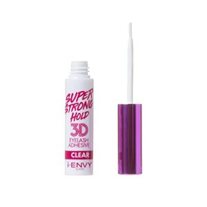 i-Envy by KISS Super Strong Hold 3D Strip Lash Glue, Waterproof Brush-On False Eyelash Adhesive, Latex-Free, Long-Lasting & Easy Application, Ideal for Sensitive Eyes (Clear)