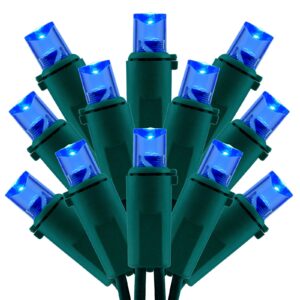 sweet shine 200 count blue wide angle led christmas lights, 66 ft green wire ul certified commercial grade 5mm holiday string light set (blue)