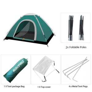 RISEPRO Portable Camping Tent, 2 Person Lightweight Tent,Waterproof Windproof, UV Protection, Perfect for Beach, Outdoor, Traveling,Hiking,Camping, Hunting, Fishing, etc CT2020G