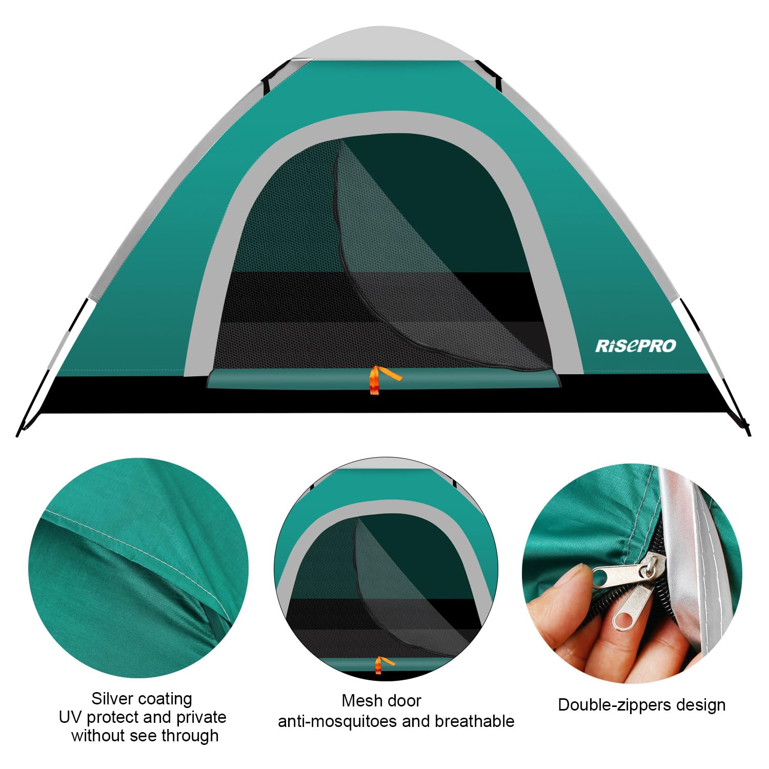 RISEPRO Portable Camping Tent, 2 Person Lightweight Tent,Waterproof Windproof, UV Protection, Perfect for Beach, Outdoor, Traveling,Hiking,Camping, Hunting, Fishing, etc CT2020G