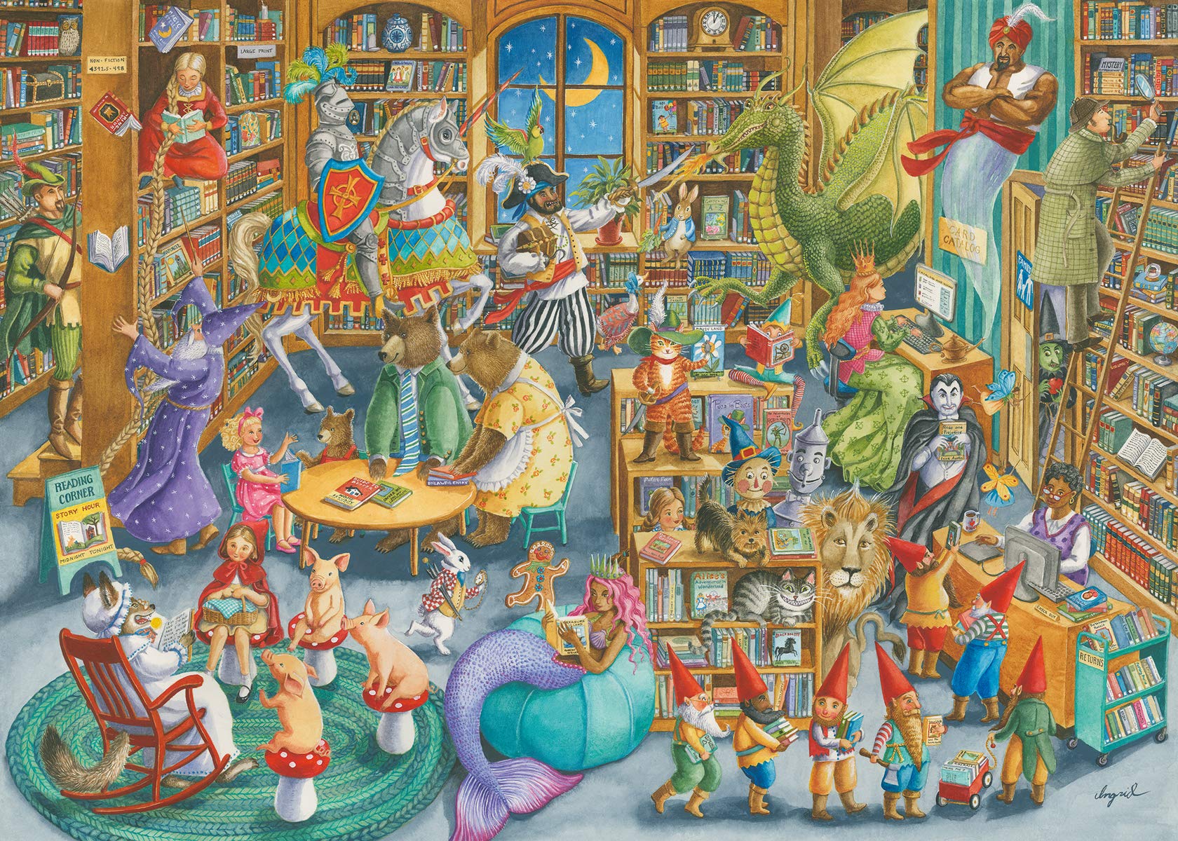 Ravensburger Midnight At The Library Puzzle - 1000 Unique Pieces | Premium Quality | Anti-Glare Surface | Perfect for Family Fun | Ideal Gift for Puzzle Enthusiasts