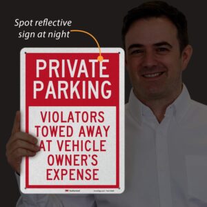 SmartSign Private Parking Sign, Violators Towed Away at Vehicle Owner's Expense Sign | 10" x 14" Engineer Grade Reflective Aluminum