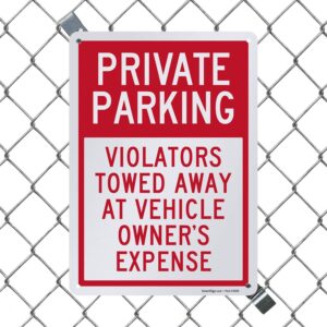 SmartSign Private Parking Sign, Violators Towed Away at Vehicle Owner's Expense Sign | 10" x 14" Engineer Grade Reflective Aluminum