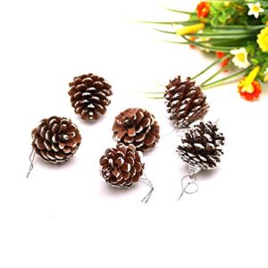 Worldoor Christmas Hanging Ornaments, 72 Pack Natural Pinecone Pendant Set Wood Frosted Pine Cone Ornaments for Xmas Tree Garden Home Decorations