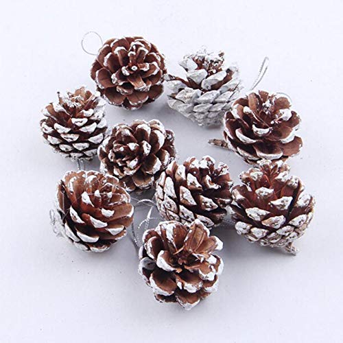 Worldoor Christmas Hanging Ornaments, 72 Pack Natural Pinecone Pendant Set Wood Frosted Pine Cone Ornaments for Xmas Tree Garden Home Decorations