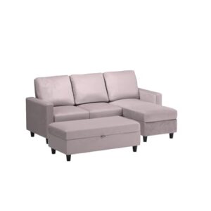 HONBAY Grey Sectional Couch with Ottoman, Convertible L Shaped Sectional Sofa Set Sectionals with Left or Right Facing Chaise for Living Room