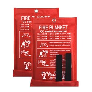 fire blanket fire guardian blanket and fire blanket fire suppression blankets for kitchen, bedroom, people- energency safety (40"x40") (white (2 pack))