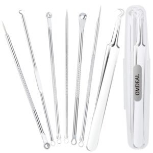 7pcs blackhead remover, blackheads extraction removal tool, blemish acne pimple extractor, stainless steel removing kit, nose face clean tools by omdeal