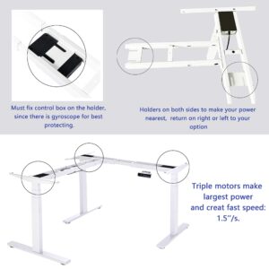 VWINDESK VJ301 L Shaped Electric Height Adjustable Standing Corner Desk Frame Only W/Triple Motor, Ergonomic Sit Stand Up Height Adjustable Steel Base with Digital Memory Keypad (White)