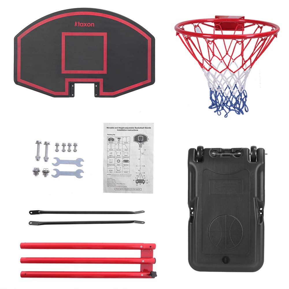 FCH Portable Basketball Hoop Height Adjustable Basketball Stand Backboard System for Kids Teenagers Youth w/Wheels Indoor & Outdoo (Red, Black)