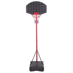 FCH Portable Basketball Hoop Height Adjustable Basketball Stand Backboard System for Kids Teenagers Youth w/Wheels Indoor & Outdoo (Red, Black)