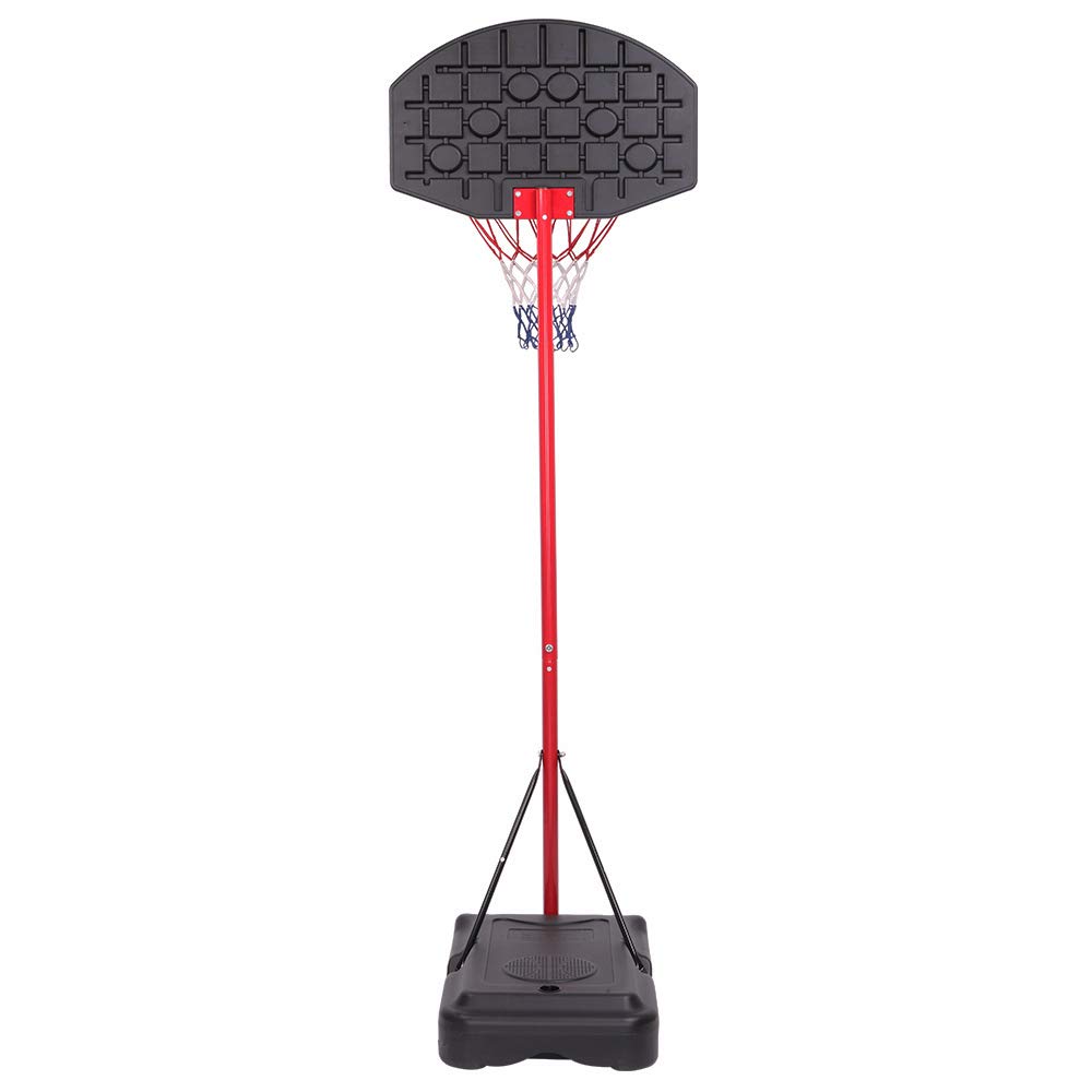 FCH Portable Basketball Hoop Height Adjustable Basketball Stand Backboard System for Kids Teenagers Youth w/Wheels Indoor & Outdoo (Red, Black)