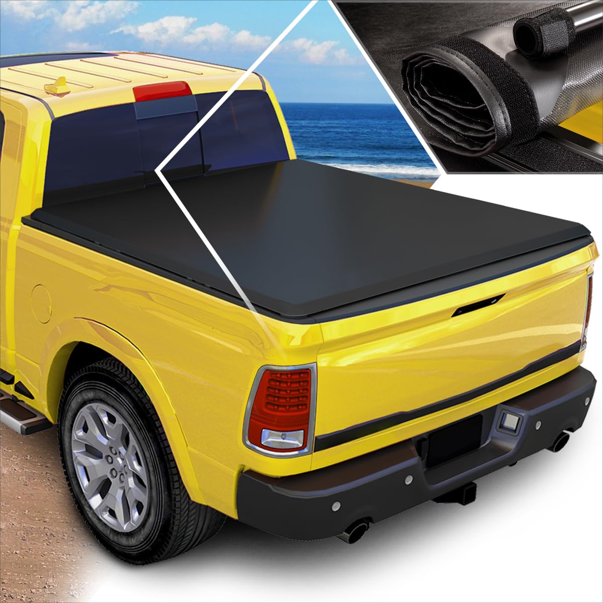 Vinyl Soft Roll-up Truck Bed Tonneau Cover Compatible with 97-04 Ford F150/Heritage 6.5Ft Fleetside Bed