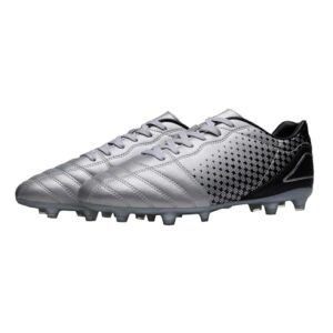 DREAM PAIRS Mens Superflight-1 Firm Ground Soccer Cleats Soccer Shoes, Silver/Black - 7 (Cleats)