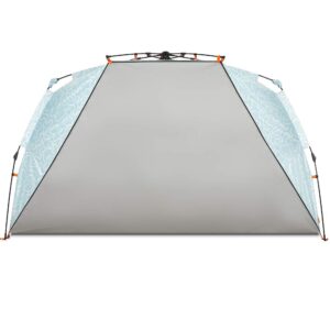 Easthills Outdoors Instant Shader Enhanced (Prints) Deluxe XL Beach Tent 4-6 Person Pop Up Sun Shelter 99" Wide for Family UPF 50+ Double Silver Coated with Extended Zippered Porch Coral