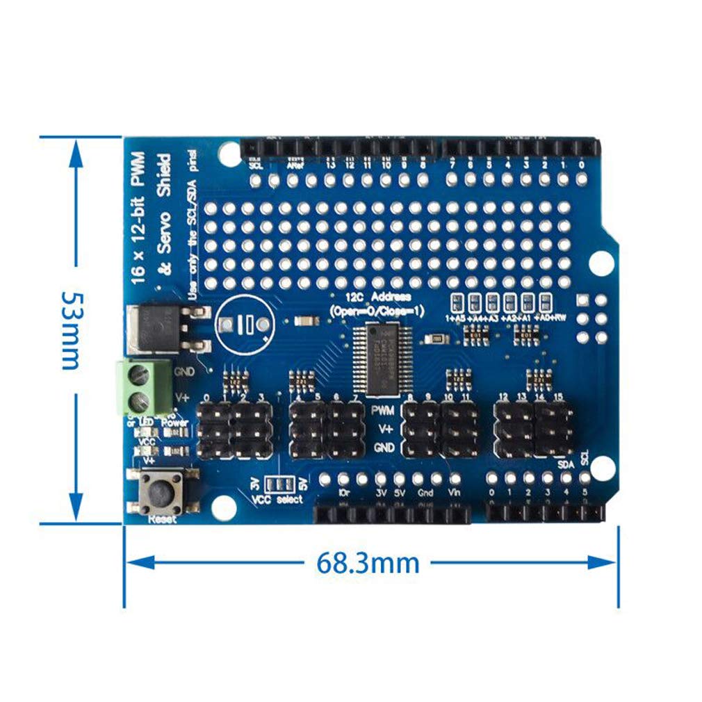 HiLetgo PCA9685 Servo Shield PCA9685 16 Channel 12-bit PWM Servo Driver Shield I2C Interface for Arduino