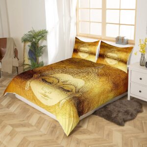 Erosebridal Golden Mandala Duvet Cover King Asian Culture Theme Decor Bedding Set 3 Pieces Exotic Retro Style Comforter Cover for Adult Women Teen Kids Ultra Soft Bedspread with Zipper Ties