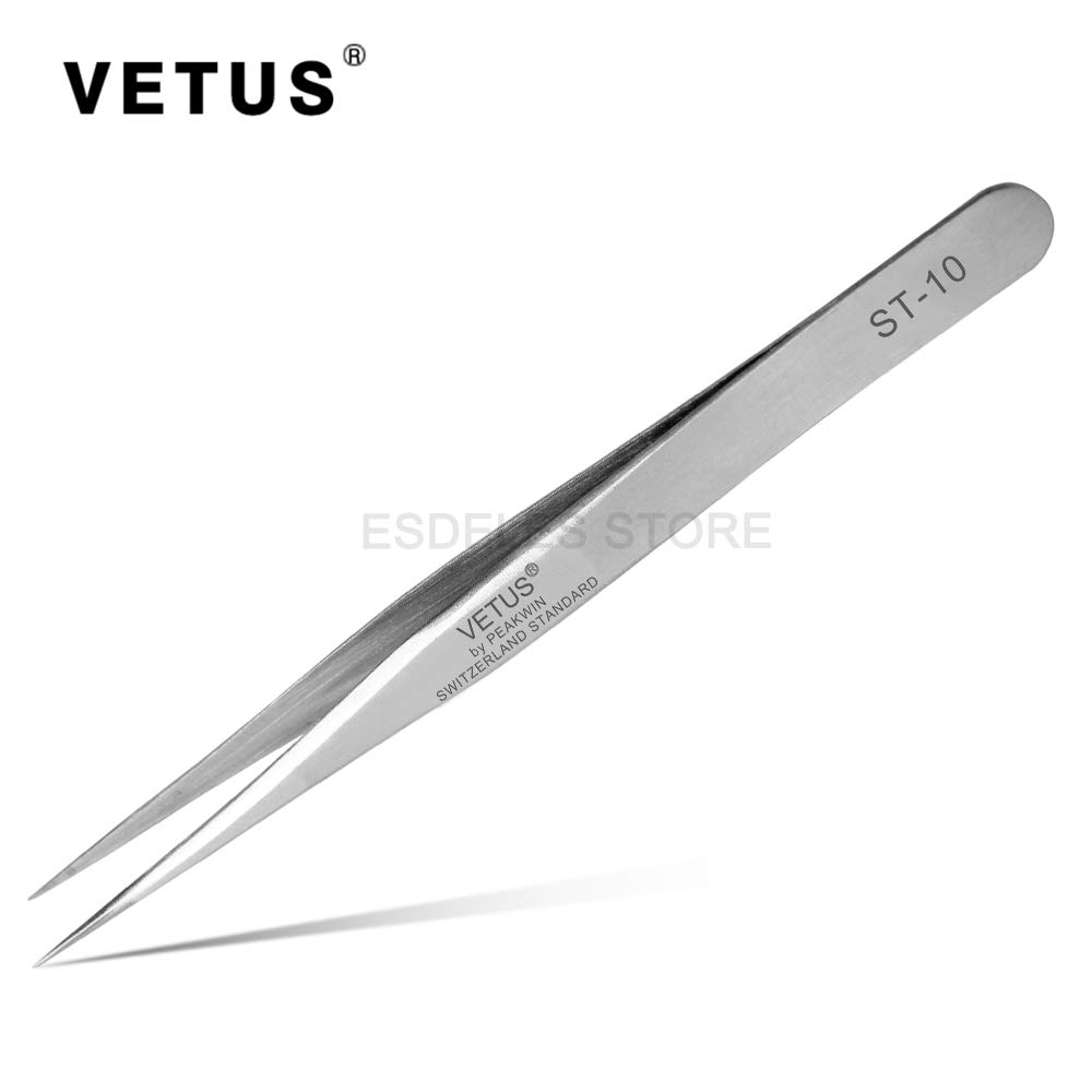 Vetus Tweezer Professional Tweezers Tool ST-10 Non-magnetic Stainless Steel Pointed Tip