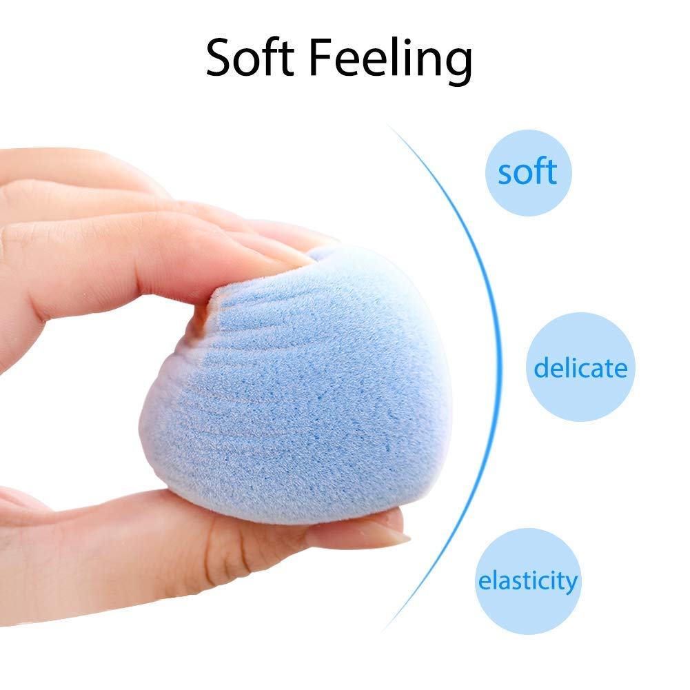 Microfiber Velvet Makeup Sponge, Latex-Free, Dual Layer Technology, Flawless Makeup Blender for Foundations, Powders and Creams, Tear Drop Cosmetic Tool (1PcsBlue)