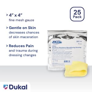 Dukal 215 Alba Xeroform Petrolatum Gauze, Sterile, 4" x 4", Pack of 25