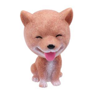 amosfun dashboard nodding heads bobble head shiba inu dog car dash puppy simulation for car vehicle cake decoration decor home decorative