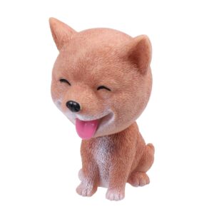 Amosfun Dashboard Nodding Heads Bobble Head Shiba Inu Dog Car Dash Puppy Simulation for Car Vehicle Cake Decoration Decor Home Decorative