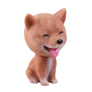 Amosfun Dashboard Nodding Heads Bobble Head Shiba Inu Dog Car Dash Puppy Simulation for Car Vehicle Cake Decoration Decor Home Decorative