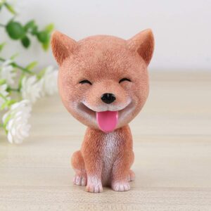 Amosfun Dashboard Nodding Heads Bobble Head Shiba Inu Dog Car Dash Puppy Simulation for Car Vehicle Cake Decoration Decor Home Decorative