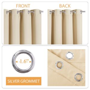 RYB HOME Noise - Blackout - Thermal Insulated Curtains for High Ceiling Window Decoration, 3 Layers Notoxic Detachable Felt Liner for Studio Sliding Door Bedroom, 52 x 95, Biscotti Beige, 1 Pair