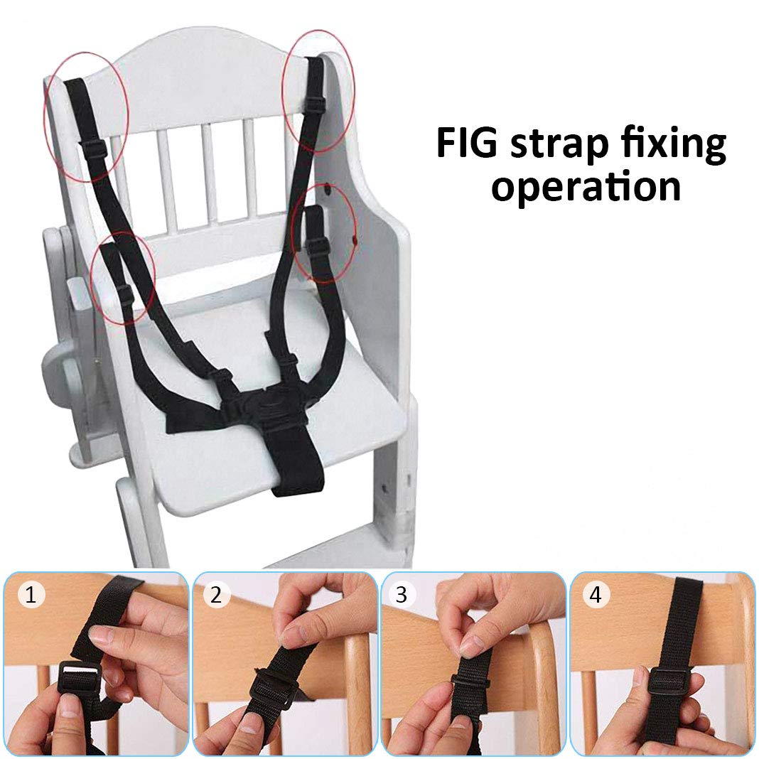 2 Pack Adjustable Baby Seat Belt, 5 Point Harness High Chair Straps Universal Baby Safe Belt Holder for Kids Stroller Pram Buggy Pushchair