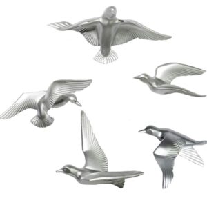 mocohana® 5 pack seagull wall decor resin flying bird sculptures 3d wall art ornament coastal decorations hanging for home bathroom living room garden