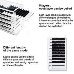 WOHEN 5 Layers Acrylic Clear False Eyelash Organizer Case, Cosmetic Makeup Storage Box for Grafting Lash Extension (Eyelash Box)