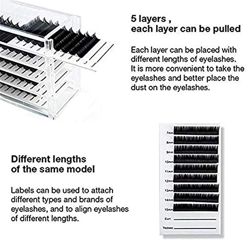 WOHEN 5 Layers Acrylic Clear False Eyelash Organizer Case, Cosmetic Makeup Storage Box for Grafting Lash Extension (Eyelash Box)