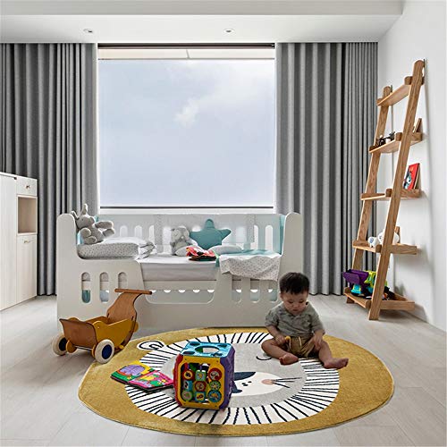 USTIDE Lion Kids Carpet, Round Baby Mat Kids Room Decoration, Washable Non-Slip Cartoon Themed Children Rug for Kindergarten Nursery School Rug Baby Playmats, 47.2''