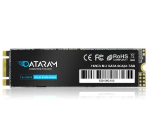 dataram m.2 ssd 512gb, m.2-2280 internal hard drive sata protocol, 550mb/s 6gbps,high-performance for laptop pc, desktop