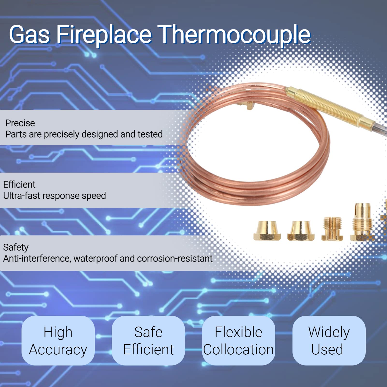 Gas Thermocouple,Gas Stove Universal Thermocouple Fireplace Replacement Kit Adaptors