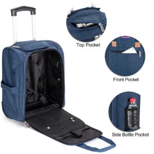 17x13x8 Inches JetBlue Airlines Rolling Personal Item Underseat Travel Bag - Suitable for Major Airlines including Spirit, Jetblue, Frontier, and American - Duffel Bag Design (Navy)