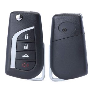 keymall keyless replacement flip entry remote car key fob 4 button h chip for toyota camry 2018 fcc hyq12bfb 89070-06790