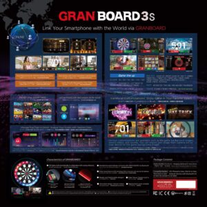 GRAN BOARD 3s LED Bluetooth Dartboard Green with Special Bracket & ChoukouTip50pics