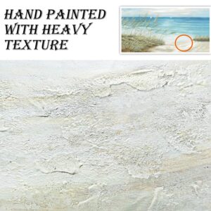 TAR TAR STUDIO Seascape Canvas Painting Wall Art: Oil Painting Style Beach Theme with Hand Painted Texture Canvas Art Wall Décor for Living Room (48" W x 24" H, Multiple Sizes)