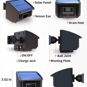 Extra Solar Wireless Outdoor Weatherproof Motion Sensor/Detector for HTZSAFE Alarms-1/4 Mile Wireless Transmission Range-Up to 50FT Sensor Range 3 Adjustable Sensitivities