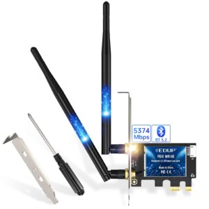 edup pcie wifi 6e card bluetooth 5.2 ax 5400 mbps ax210 tri-band 6ghz/5.8ghz/2.4ghz pci-e wireless wifi network adapter card for desktop pc windows10/11 64-bit