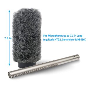 YOUSHARES NTG3 Microphone Windscreen - Deadcat/Windmuff for Rode NTG-3, Sennheiser MKH416 Shotgun Mic, Wind Shield Up to 7.1" Long