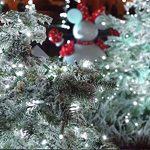 YIQU White Extra-Long 2-Pack Each 72ft 200 LED Solar String Lights Outdoor, Waterproof Green Wire 8 Lighting Modes Solar Christmas Lights for Garden Patio Tree Party Wedding Decorations (Cool White)