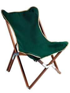 byer of maine - pangean butterfly chair, easy to fold hardwood sling chair for beach and camping - 34" h x 23" w, 27" d, single - green