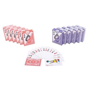 GAMELAND 12 Decks (6 Red/6 Blue) Premium Playing Cards Set, Plastic-Coated, Poker Size, for Blackjack, Euchre, Canasta, Pinochle Card Game, Casino Grade