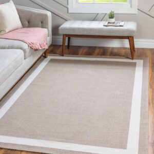 Unique Loom Decatur Collection Area Rug - Border (2' 2" x 3' Rectangle, Taupe/ Ivory)